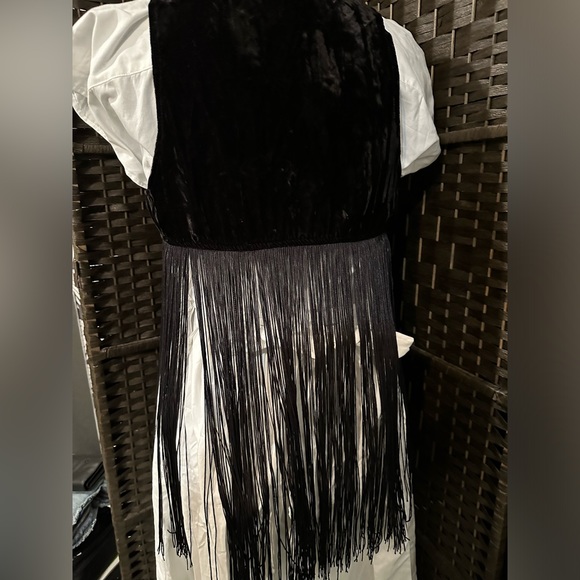 A. Brod | Jackets & Coats | Vintage A Brod Black Velvet Fringe Vest Sz ...